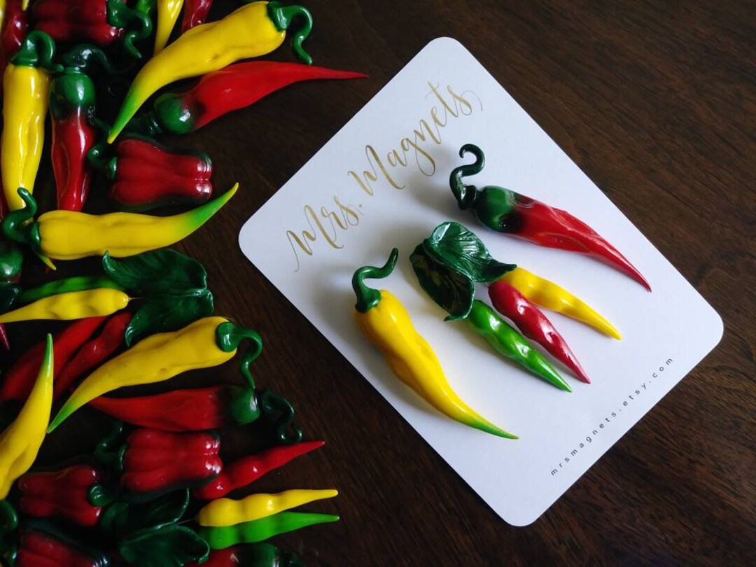 Chili Pepper Magnets Set of 3 Fridge Magnets Decorative Magnets Cute ...