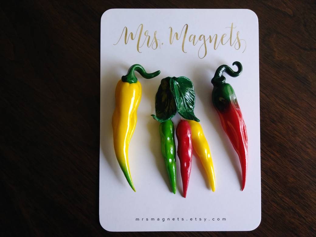 Chili Pepper Magnets Set of 3 Fridge Magnets Decorative | Etsy