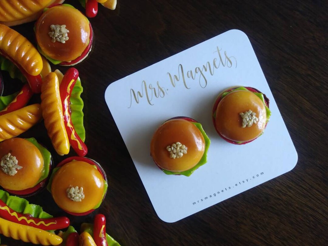 Cheeseburger Magnets Set of 2 Fridge Magnets Decorative Magnets Cute ...
