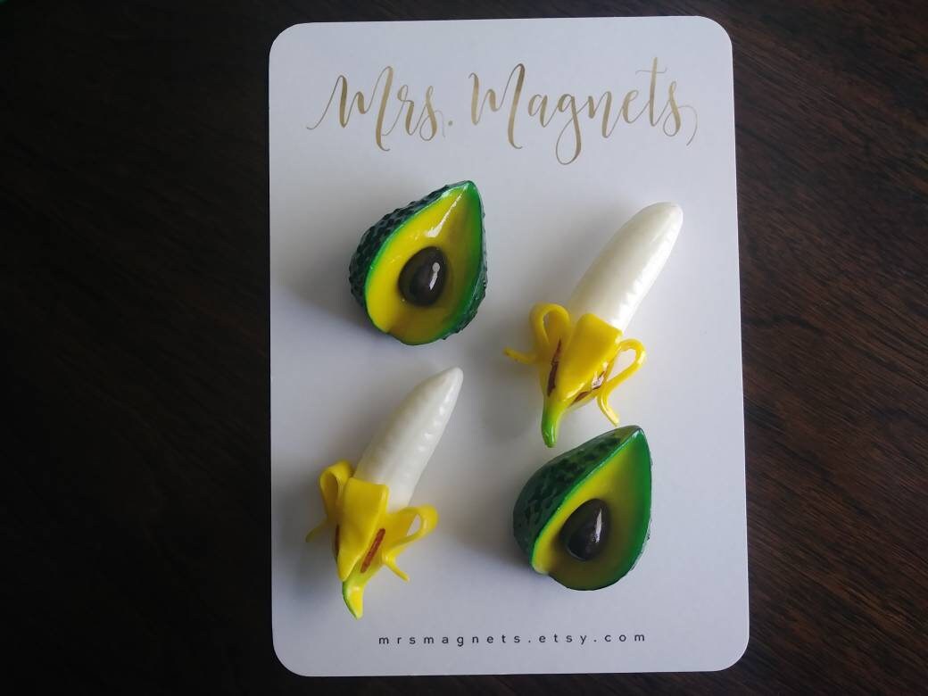 Avocado/banana Magnets Set of 4 Fridge Magnets - Etsy