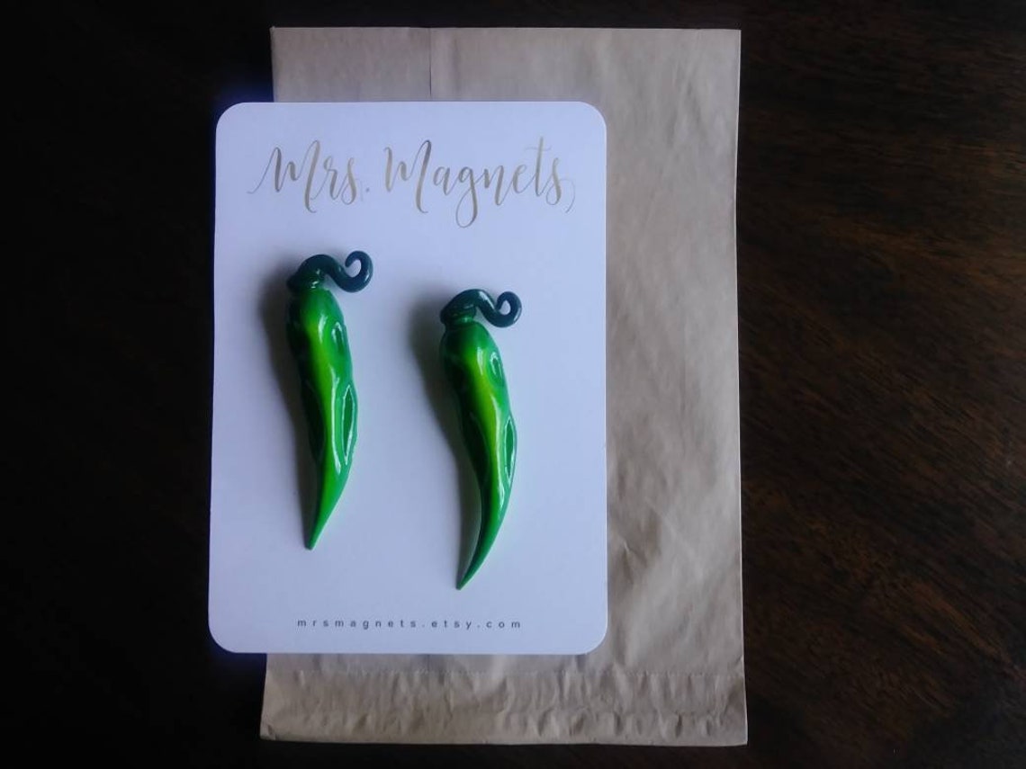 Green Chili Pepper Magnets Set of 2 Fridge Magnets | Etsy