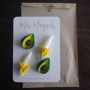 Avocado/banana Magnets Set of 4 Fridge Magnets - Etsy