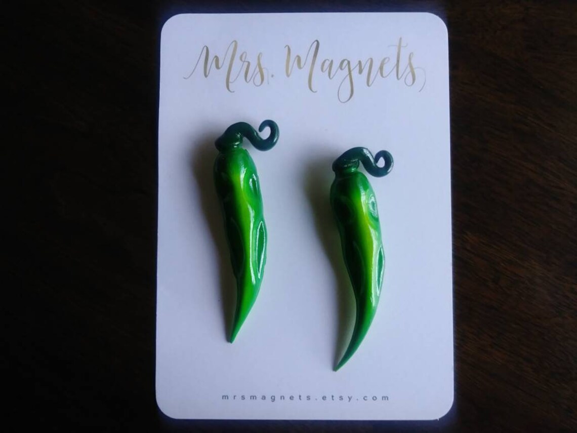 Green Chili Pepper Magnets Set of 2 Fridge Magnets | Etsy