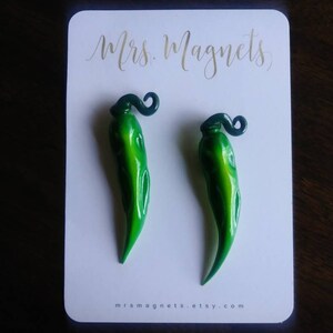 Green Chili Pepper Magnets Set of 2 Fridge Magnets Decorative Magnets ...