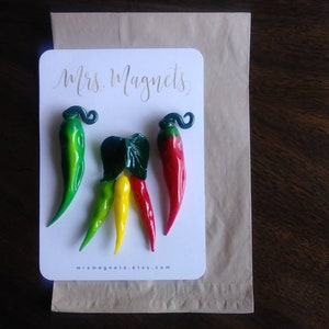 Chili Pepper Magnets Set of 3 Fridge Magnets Decorative Magnets Cute ...