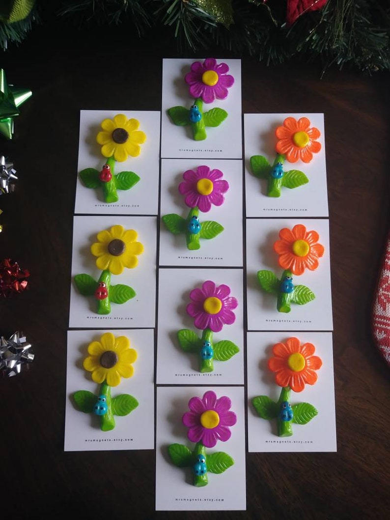 10 Flower Magnets-Set of 10-Fridge Magnets-Decorative | Etsy