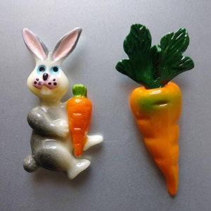 Bunny/carrot Magnets-set of 2 Fridge Magnets decorative | Etsy
