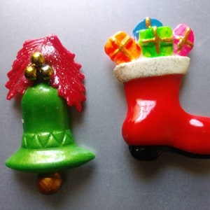 Santa's Boot/bell Magnets Set of 2 Fridge Magnets-decorative Magnets ...