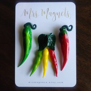 Chili Pepper Magnets Set of 3 Fridge Magnets Decorative Magnets Cute ...