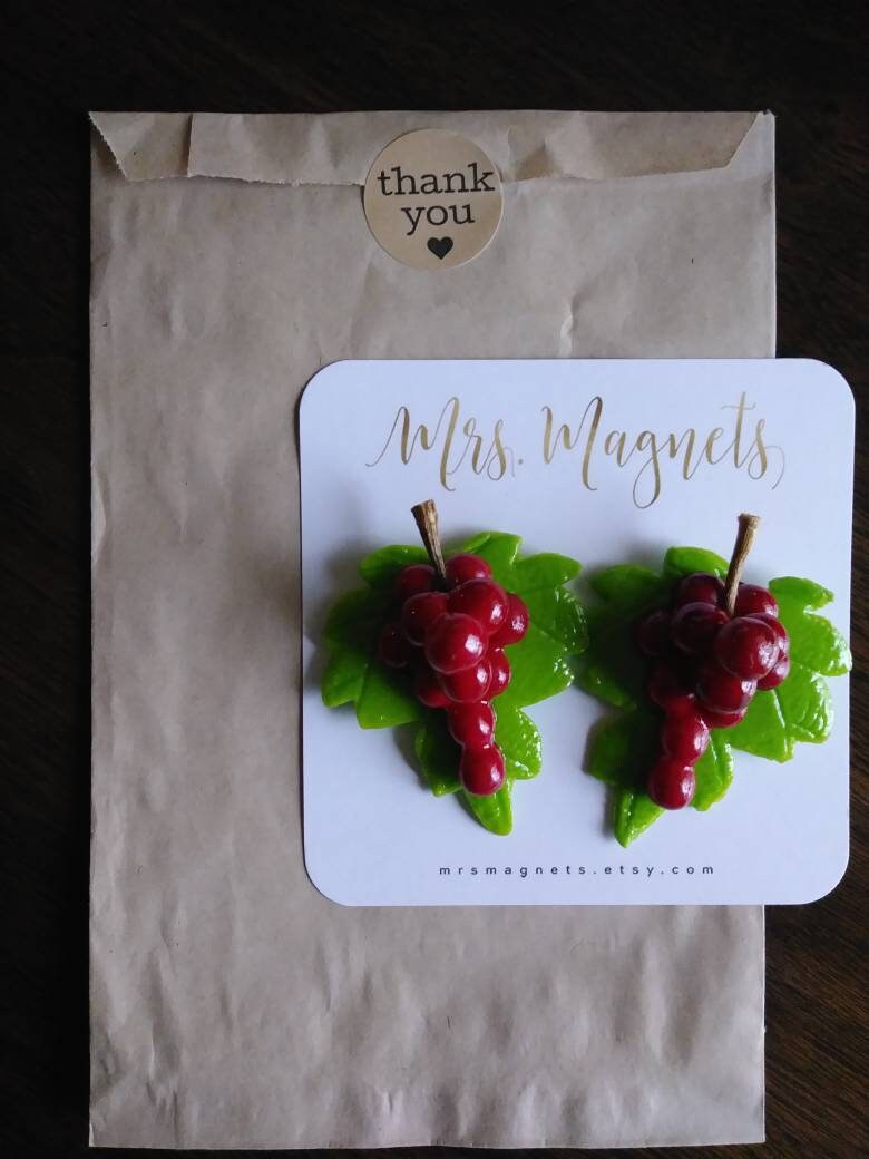 Red Grapes Magnets Set of 2 Fridge Magnets Decorative | Etsy