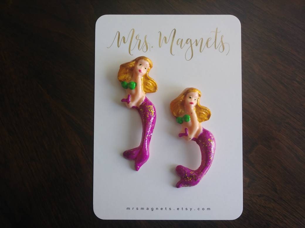 Mermaid Magnets Set of 2 Fridge Magnets Decorative - Etsy