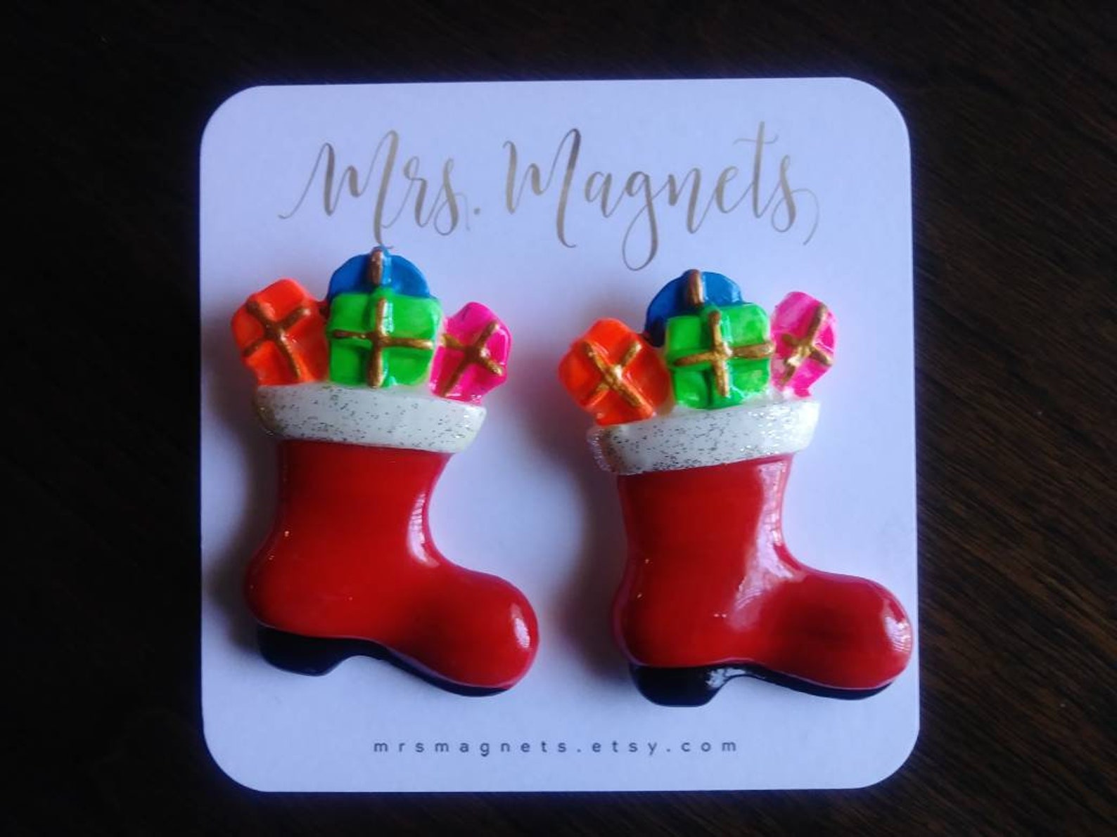 Santa's Boot Magnets Set of 2 Fridge - Etsy