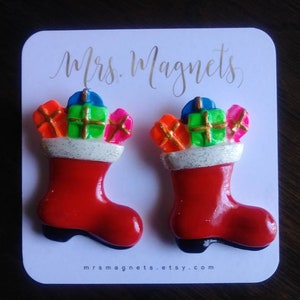Santa's Boot Magnets Set of 2 Fridge - Etsy