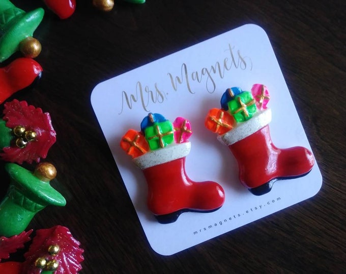 Santa's Boot Magnets Set of 2 Fridge Magnets-decorative Magnets-cute ...
