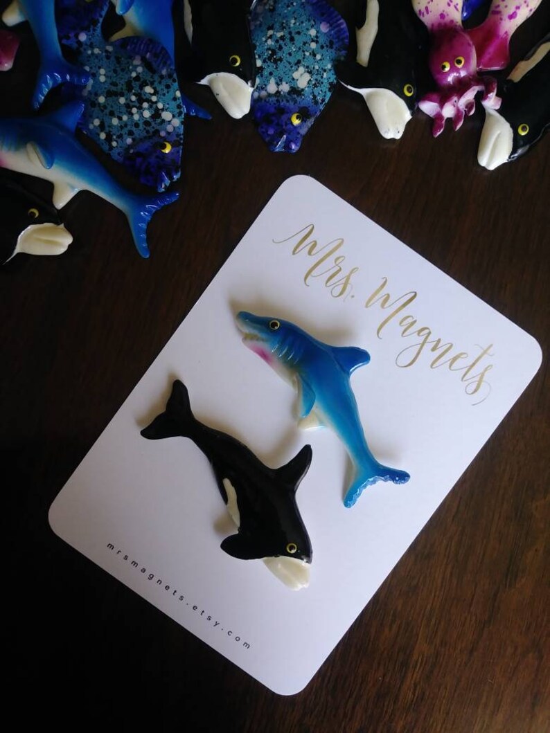 Shark/orca Magnets Set of 2 Fridge Magnets Decorative - Etsy