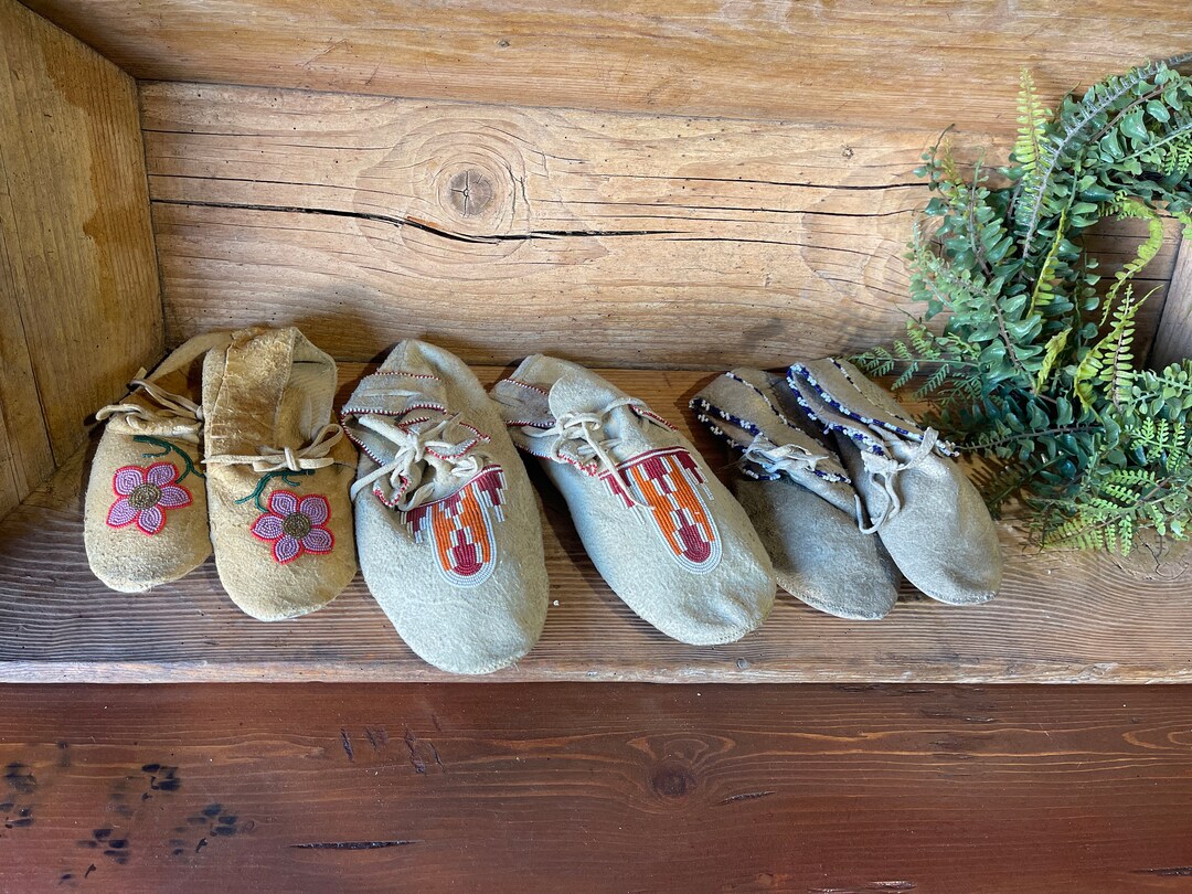 3 Pairs of Native American Moccasins, Authentic, Beaded, Choctaw - Etsy