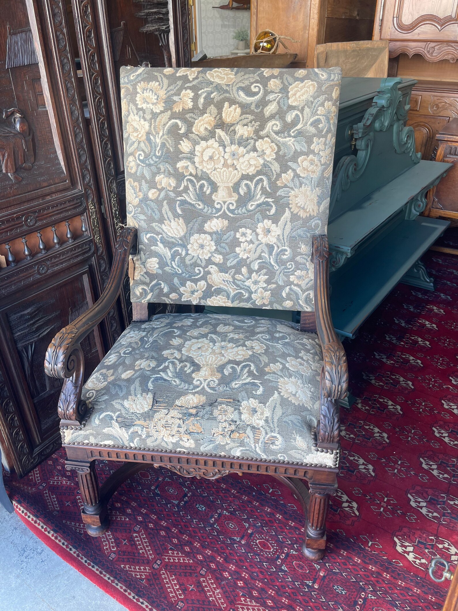 Antique French Fireside Chair Large Chair Lounge Farmhouse - Etsy