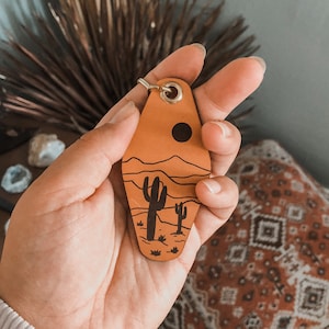 The Saguaro // Vintage Motel Leather Keychains - Etsy