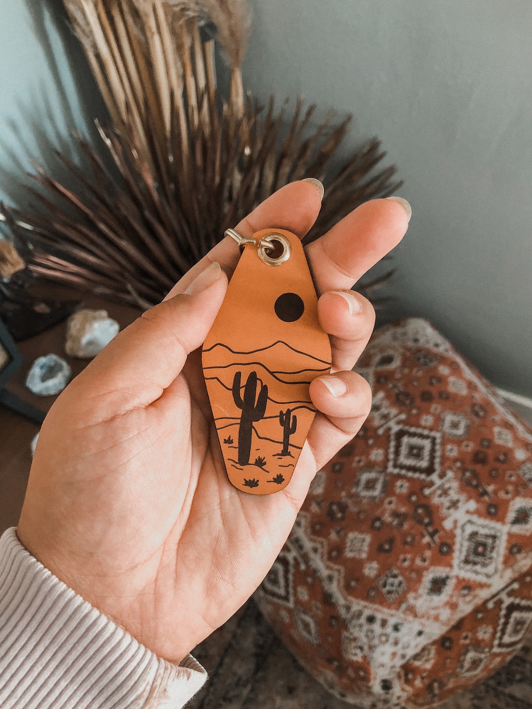 The Saguaro // Vintage Motel Leather Keychains - Etsy