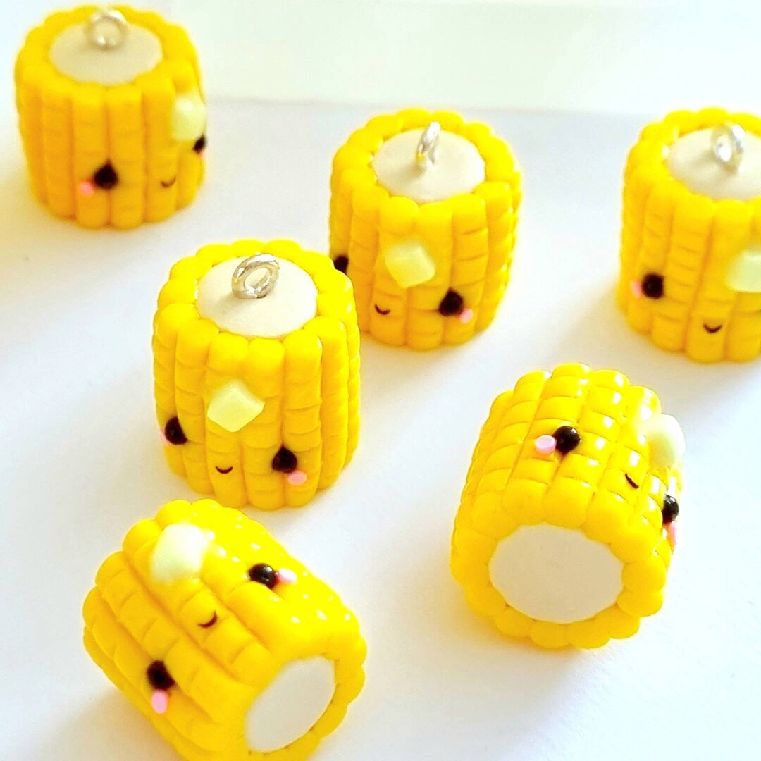 Cute Kawaii Corn on the Cob Polymer Clay Charm Keyring, Cute Kawaii Charm for Foodies - Etsy