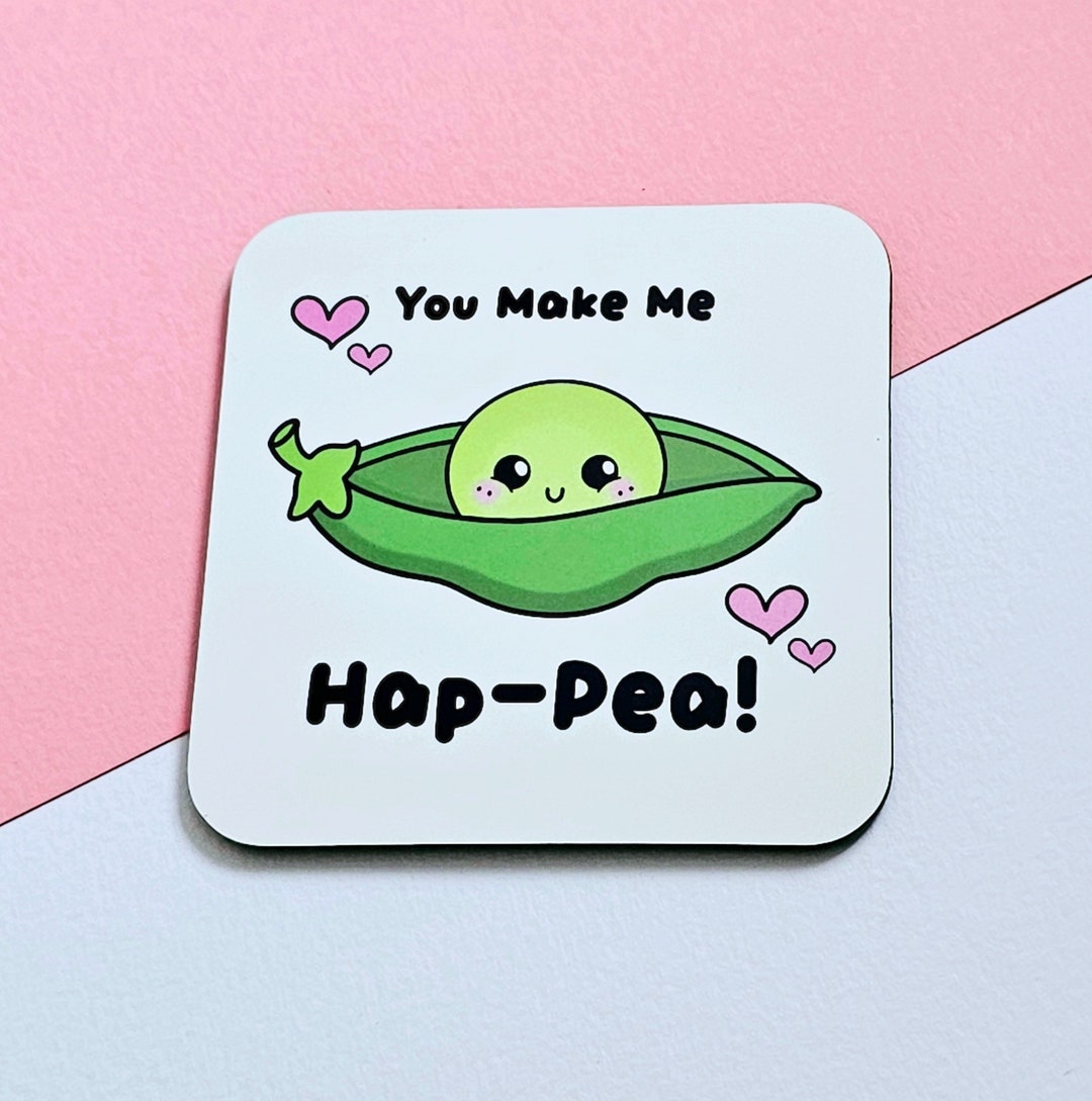 Kawaii One Pea in A Pod Drink Coaster You Make Me Hap-pea Theme Kitchen Decor - Etsy