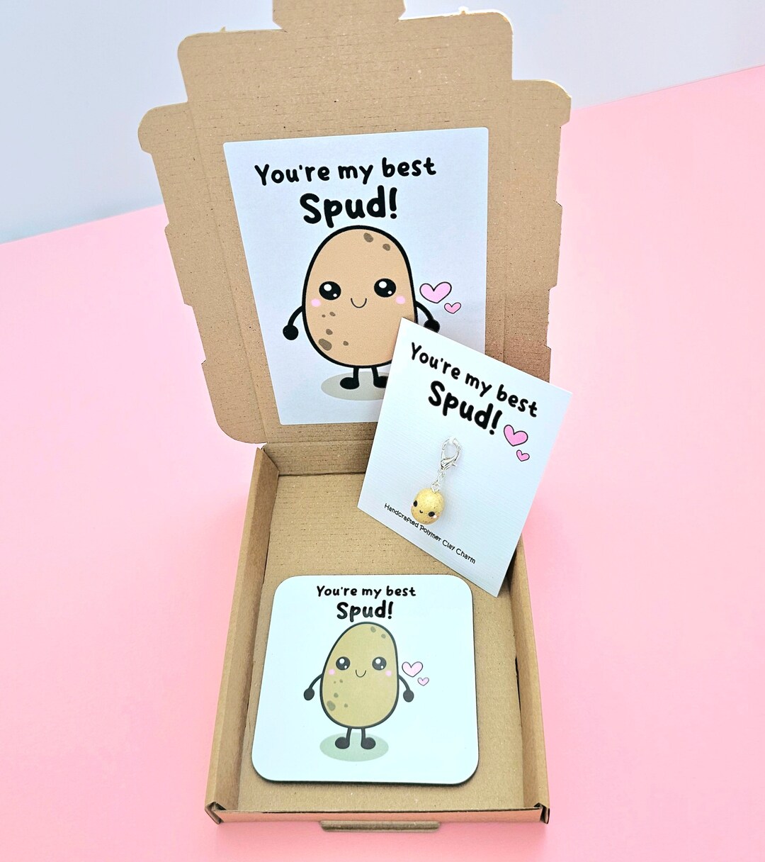 You're My Best Spud Gift - Cute Kawaii Potato Keyring and Coaster Set ...
