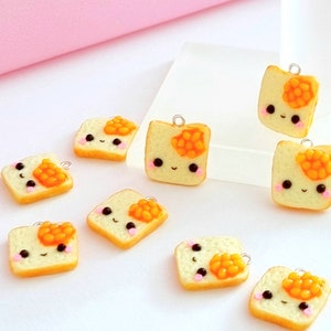 Kawaii Beans on Toast Polymer Clay Charm, Miniature Food Charm, Toast ...