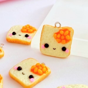 Kawaii Beans on Toast Polymer Clay Charm, Miniature Food Charm, Toast ...