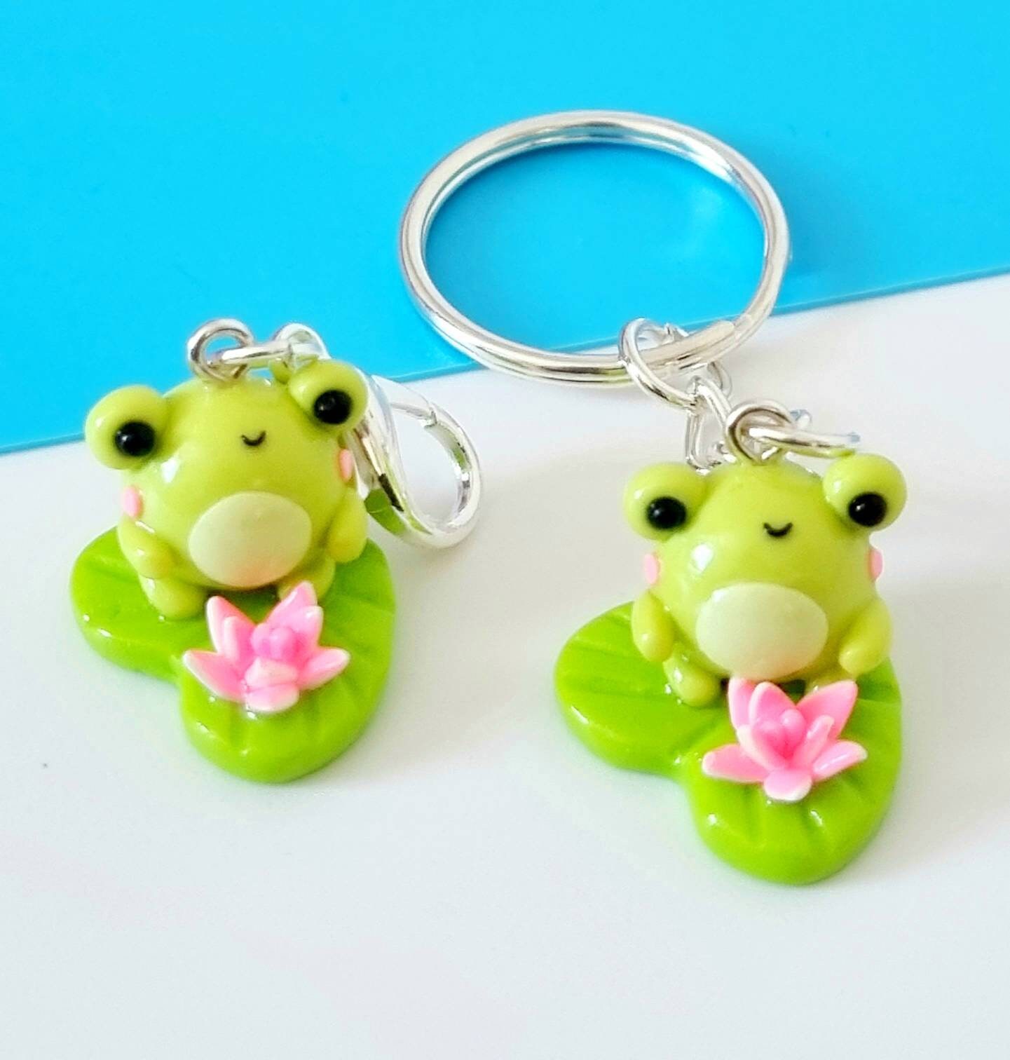 Kawaii Frog Lily Pad Charm Frog Accessories Frog Keychain | Etsy