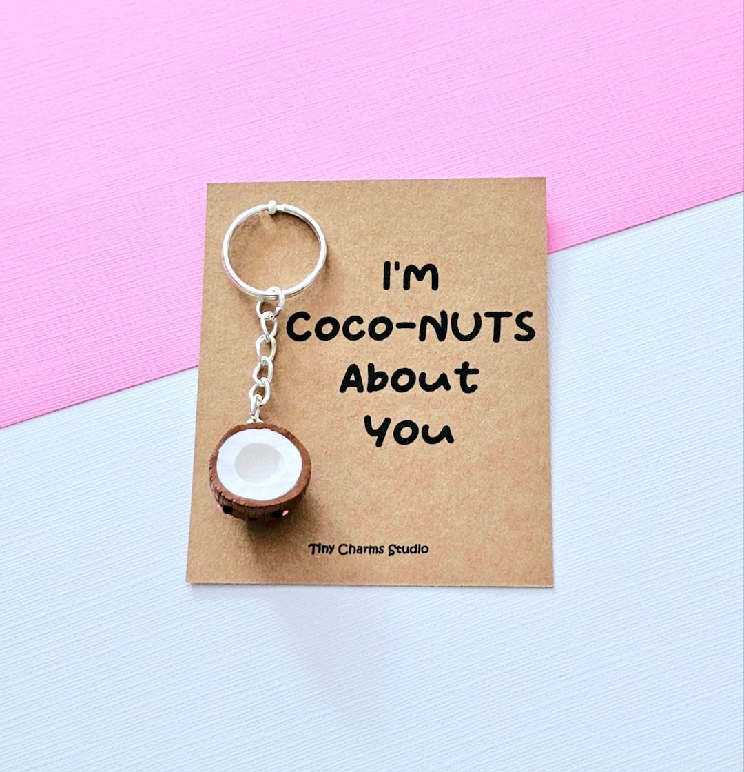Kawaii Coconut Keyring, Polymer Clay Coconut Charm, I Love You Gift - Etsy