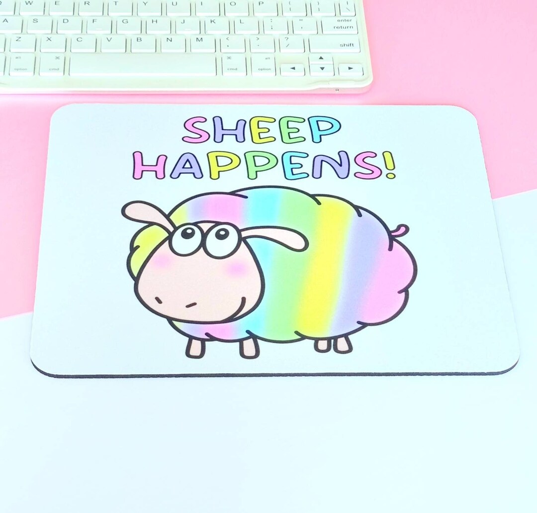 Sheep Happens! Sheep Mouse Mat, Kawaii Desk Accessories, Mouse Pad ...