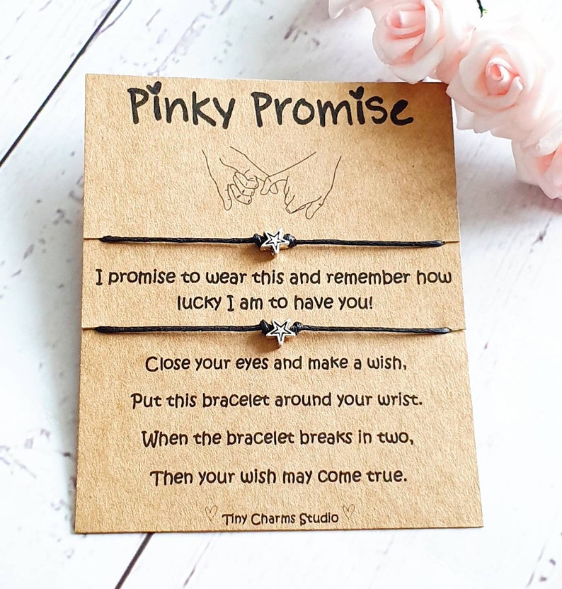 Set Of 2 Pinky Promise Wish Bracelet Gift For Couples | Etsy