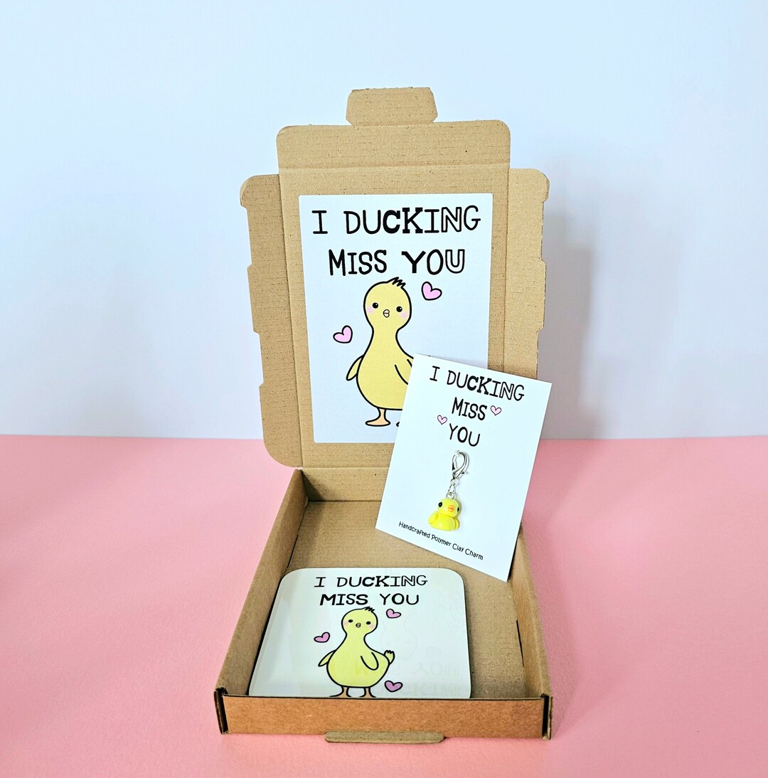 I Ducking Miss You - Cute Kawaii Duck Keyring and Coaster Set - Etsy