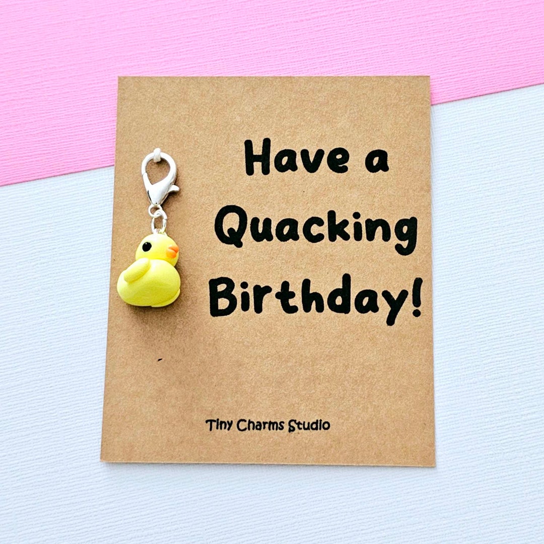Kawaii Duck Clay Charm Keychain, Have A Quacking Birthday! Duck Charm ...