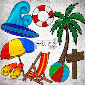 Beach Clipart Bundle, Summer Clipart, Beach Clipart, Beach, Summer ...