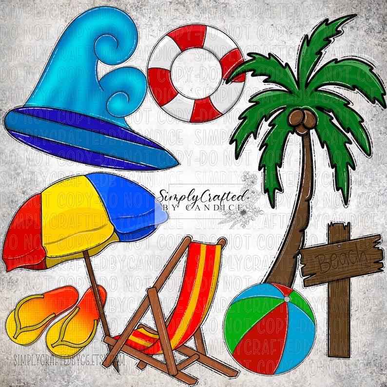 Beach Clipart Bundle Summer Clipart Beach Clipart Beach - Etsy