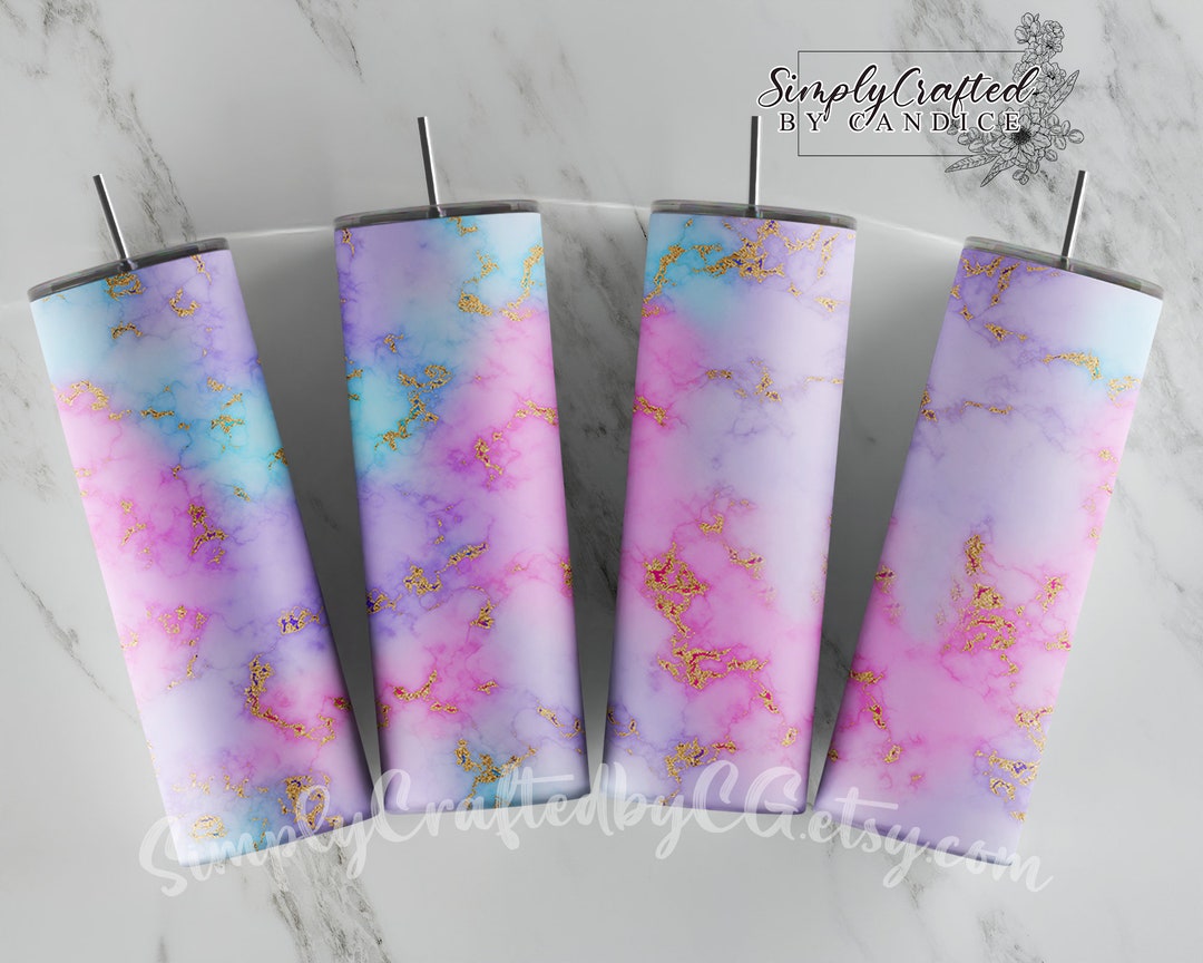 Colorful Watercolor Marble With Gold Flake - Tumbler Wrap - Etsy