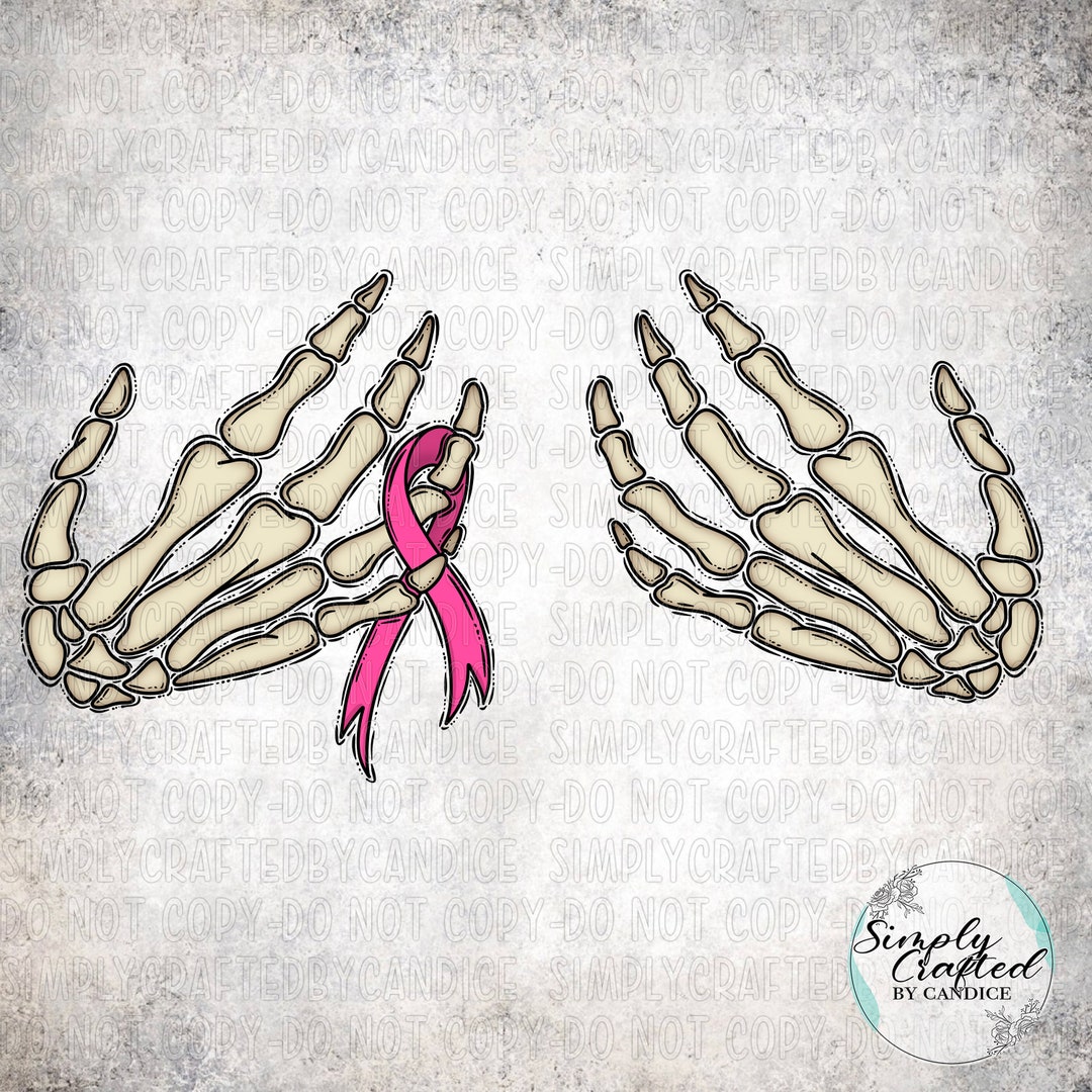 Skelly Hands, Breast Cancer Awareness Ribbon, T-shirt PNG (sublimation ...