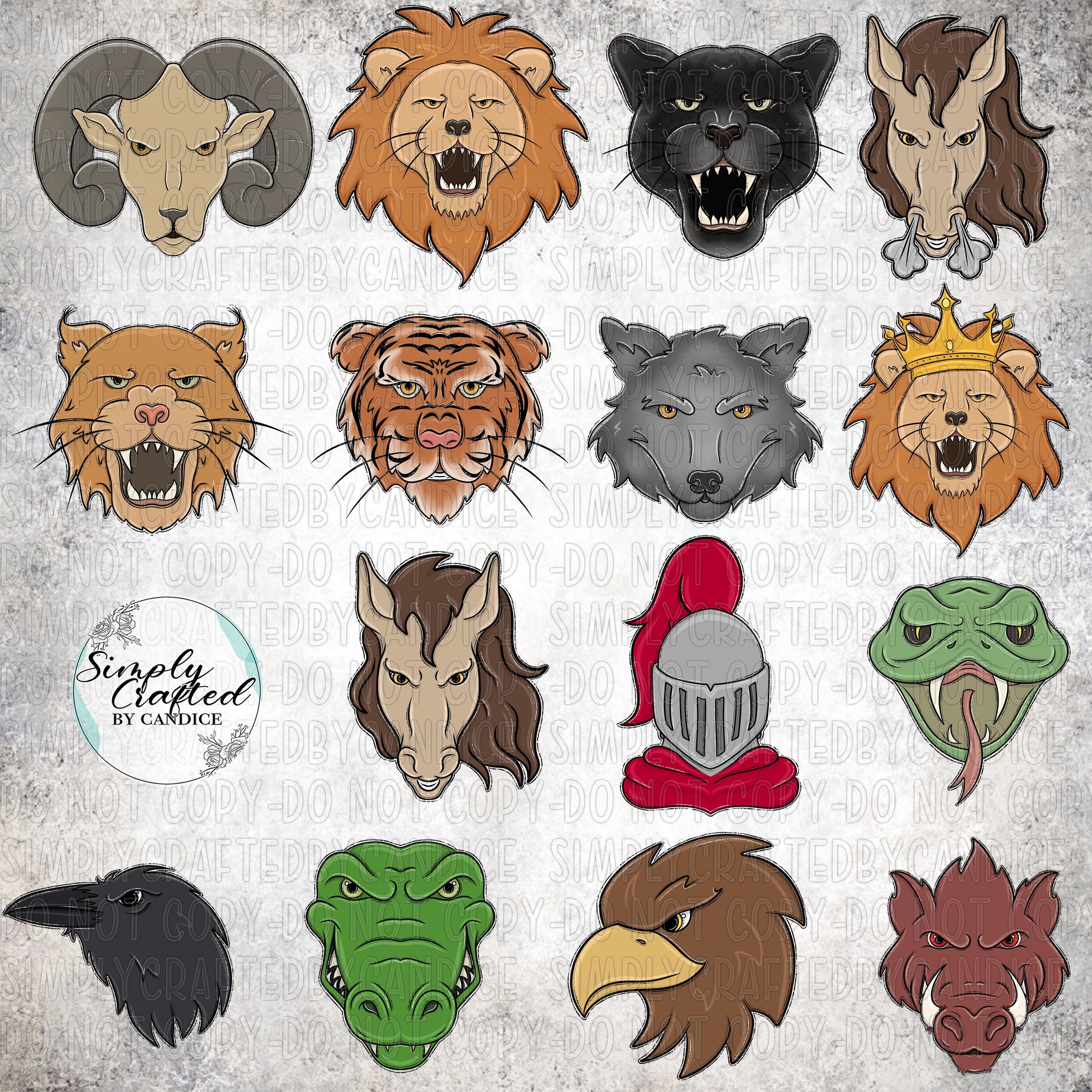 Team Mascot Clipart Bundle, Animal Designs (digital Designs) - Etsy