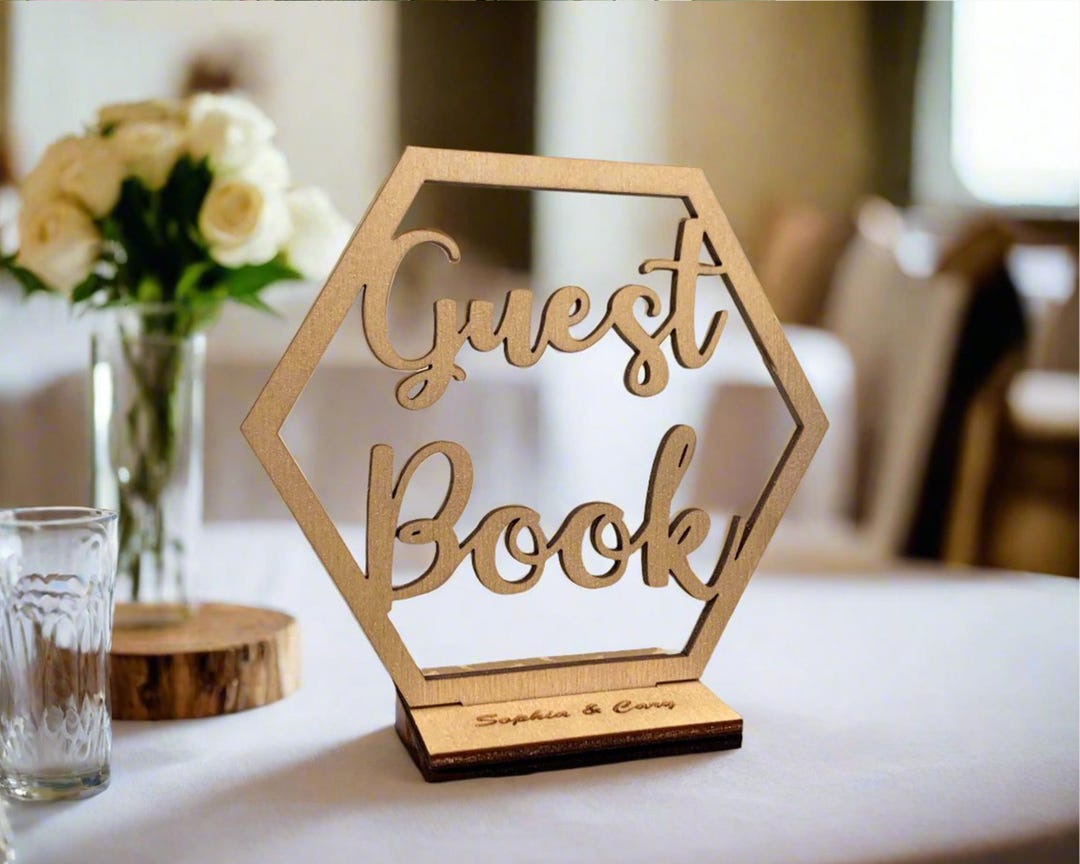 Laser Cut Wedding Signs for Wedding - Wooden Wedding Guest Book Sign ...
