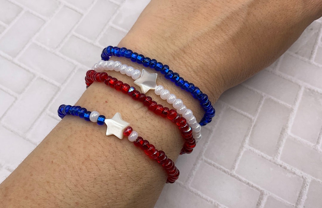 Juneteenth Glass Seed Bead Stretch Bracelet. Freedom Day Handmade ...