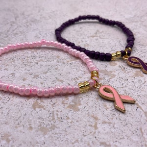 Cancer Survivor Stretch Bracelet. Handmade Beaded Bracelet. Breast ...