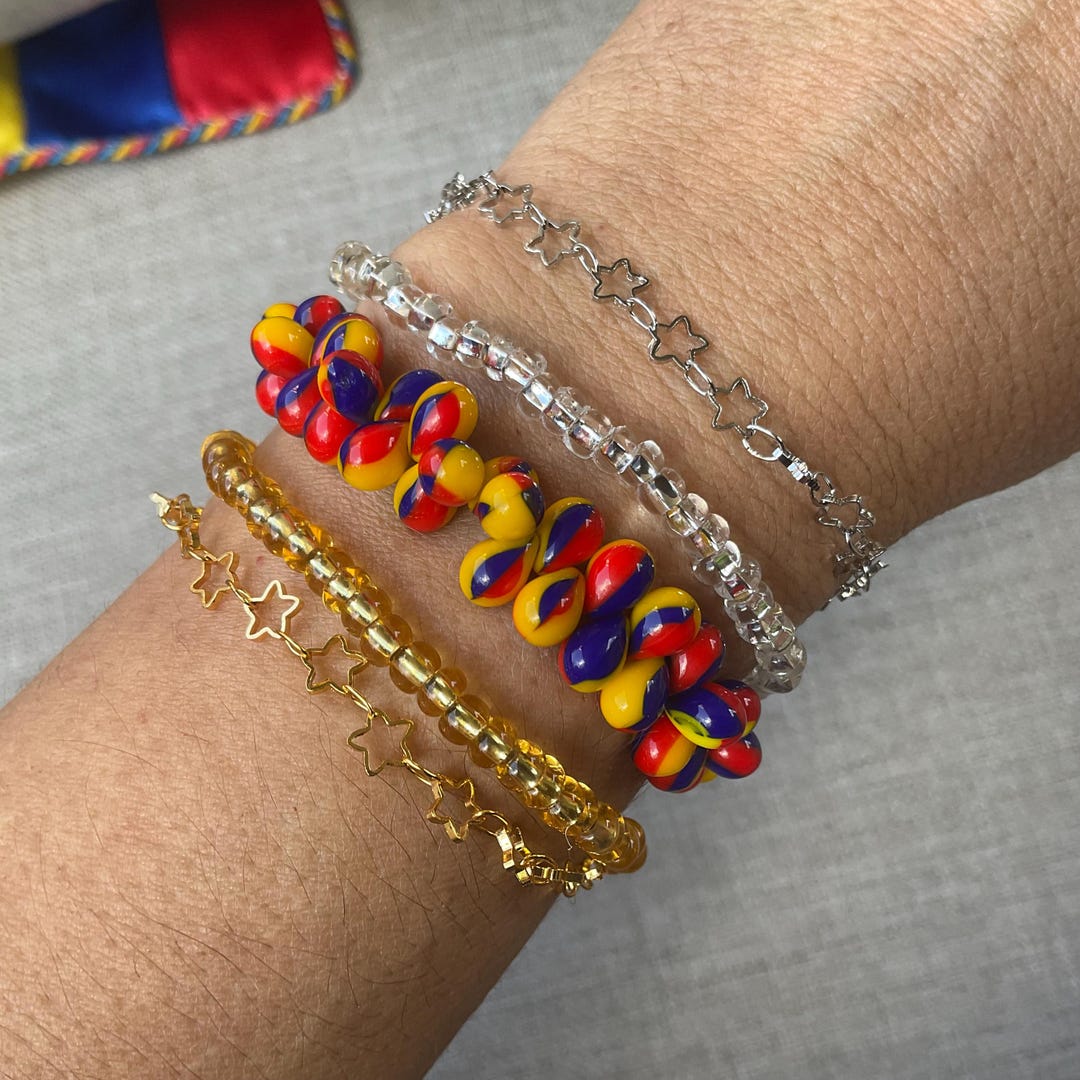 Venezuela, Colombia, Ecuador Flag Handmade Stretch & Star Chain Link ...