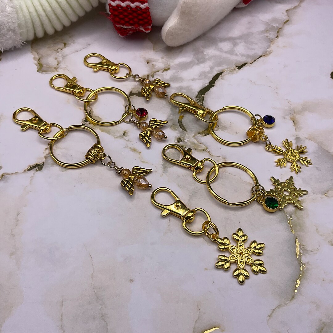 Golden Snowflake Key Chain. Golden Angel Keychain. Christmas Keychain ...