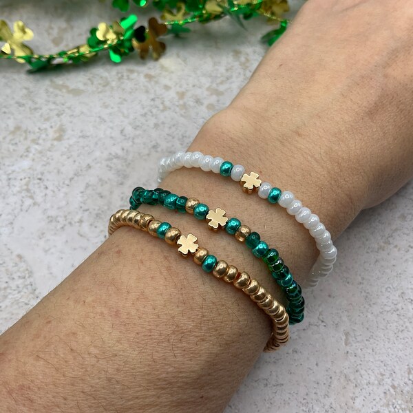 Lucky Clover Green Bead Bracelet - Etsy