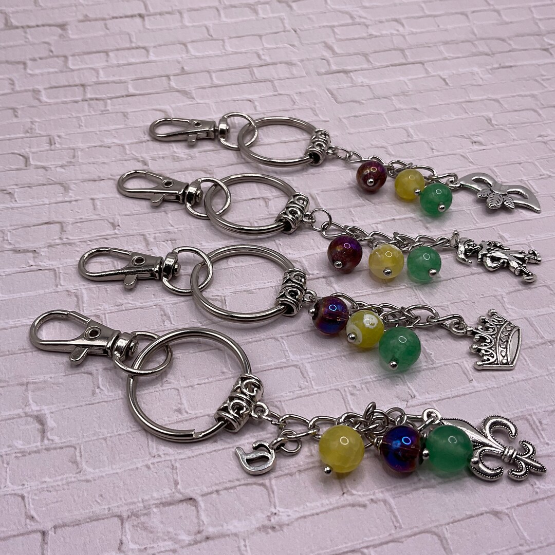 Mardi Gras Key Chain Silver Tone. Louisiana Keyring. Fleur De Lis Pull ...
