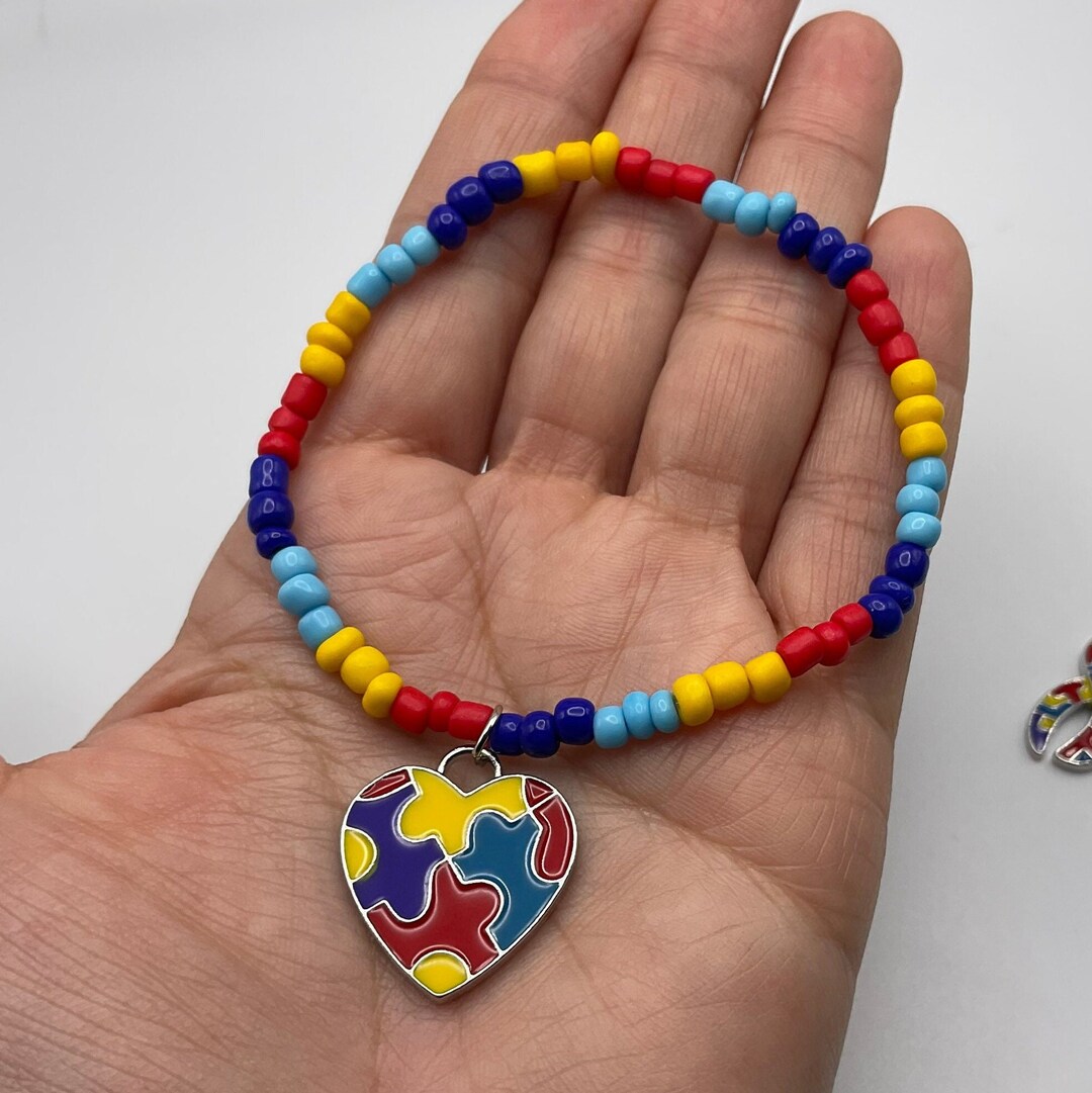 Autism Awareness Rainbow Bracelet. Handmade Stretch Bracelet. Autism ...