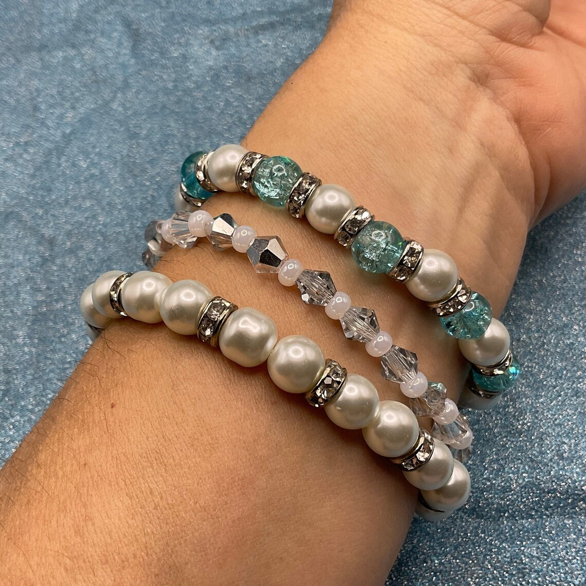 Winter Snowflake Stretch Bracelet. White and Silver Snowflake Beaded ...