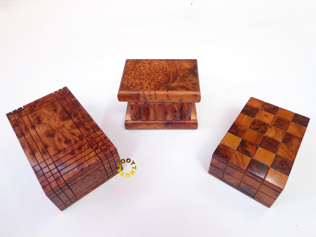 Set of 3 Wooden Puzzle Boxes - Fast Shipping - Secret Jewelry Box Case ...