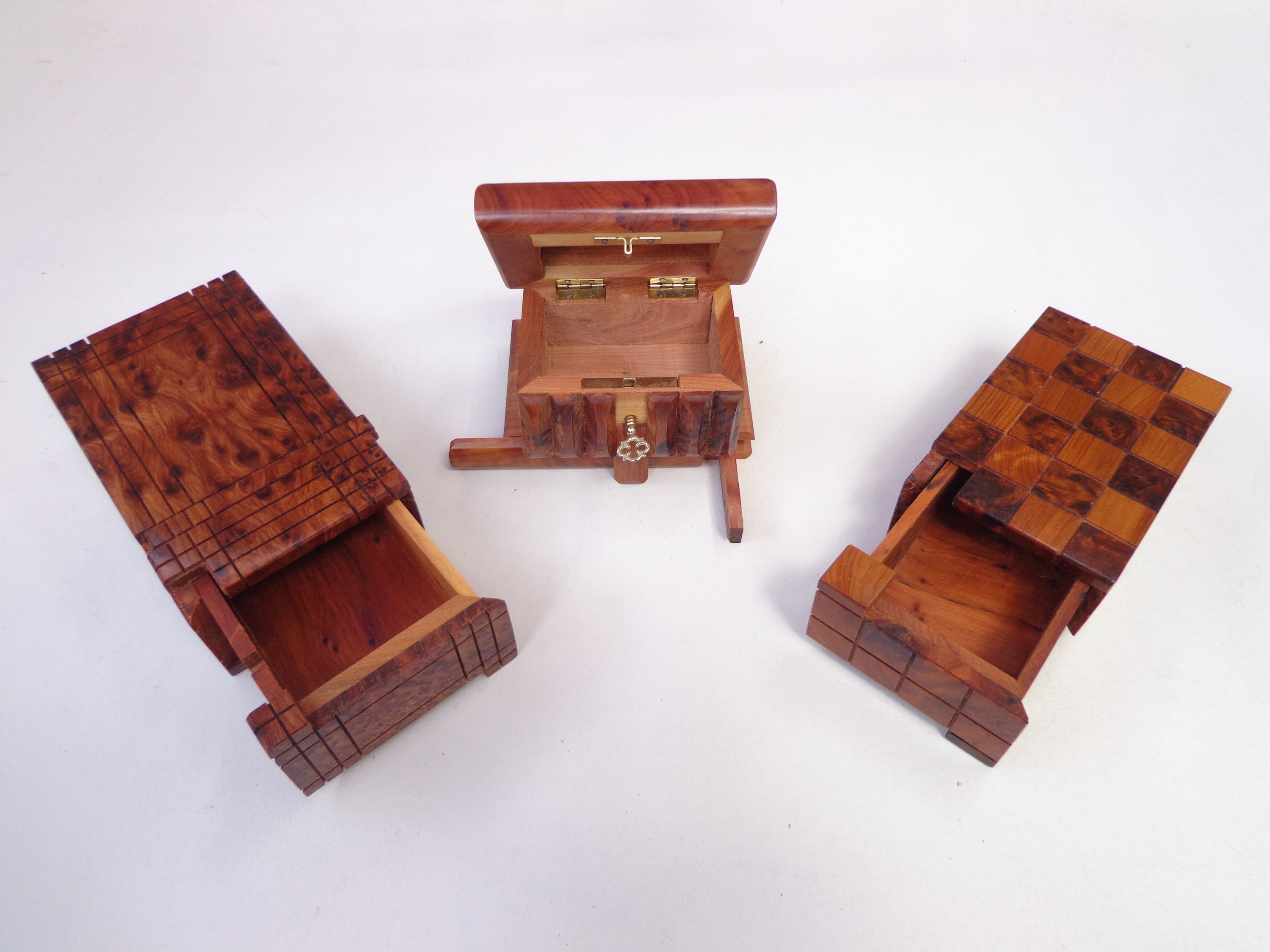 Set of 3 Wooden Puzzle Boxes - Fast Shipping - Secret Jewelry Box Case ...